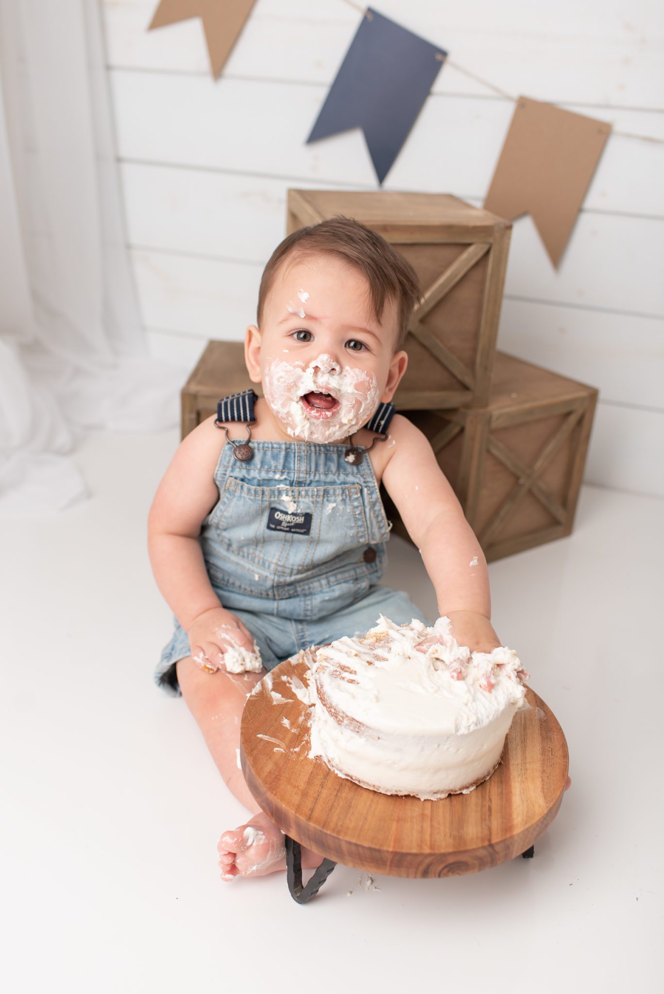CT Cake Smash Photographer | Rustic Twin Cake Smash